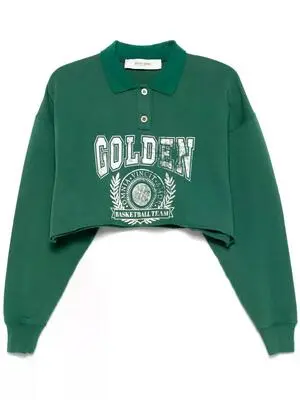 GOLDEN GOOSE Printed Cropped Polo Top