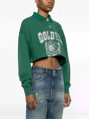 GOLDEN GOOSE Printed Cropped Polo Top