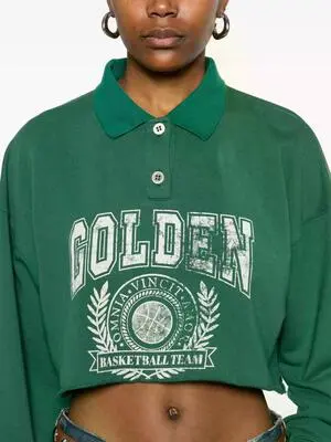 GOLDEN GOOSE Printed Cropped Polo Top