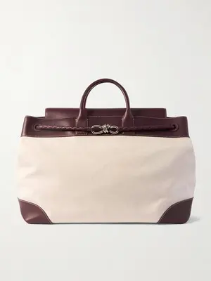 Bottega Veneta Andiamo Maxi Intrecciato Leather-trimmed Canvas Tote Bag - Neutrals