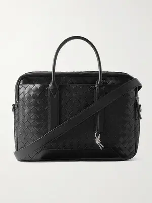 Bottega Veneta Intrecciato Leather Briefcase - Black