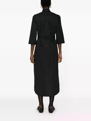 ALAINPAUL Three-quarter-sleeves Shirt Midi Dress - Black
