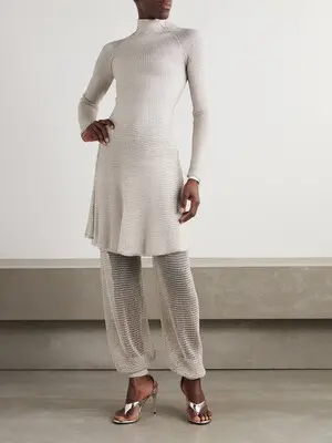 Alaïa Metallic Open-knit Wide-leg Pants