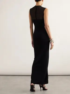 Alaïa Silk-trimmed Maxi Dress