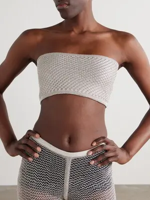 Alaïa Cropped Metallic Bandeau Top