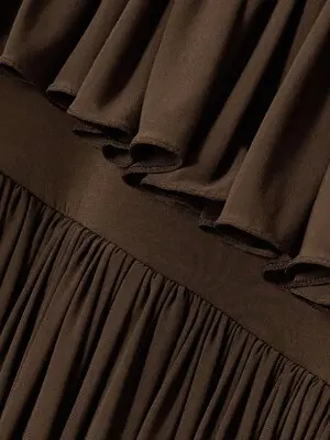 Alaïa Tiered Asymmetric Mini Skirt - Brown