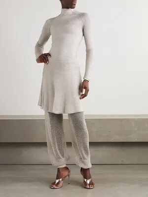 Alaïa Metallic Open-knit Mini Dress