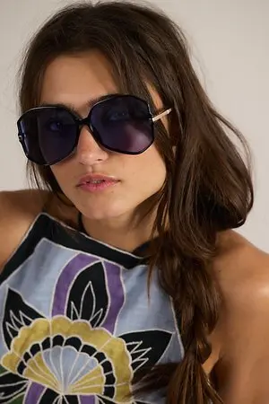 Free People Jerry Oversized Sunglasses - Jet And Royal Blue