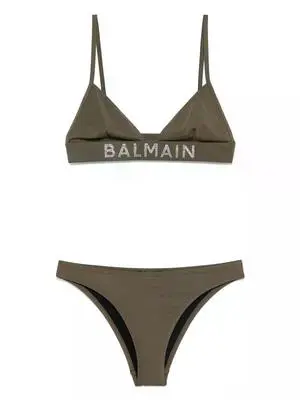 Balmain Logo-appliqué Bikini - Green