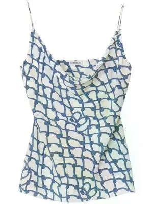 Burberry Printed Silk Top - Blue