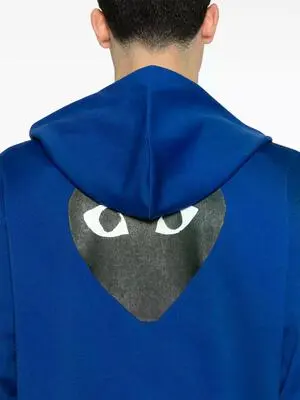 Play Comme Des Garcon Heart-emblem Zip-up Hoodie - Blue
