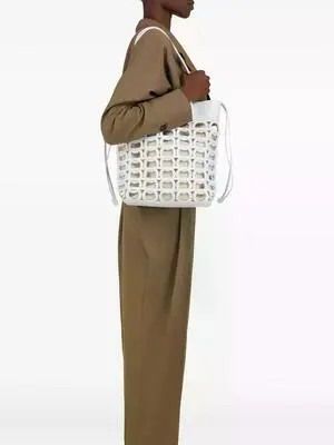 FERRAGAMO Medium Gancini Cut-out Tote Bag - White