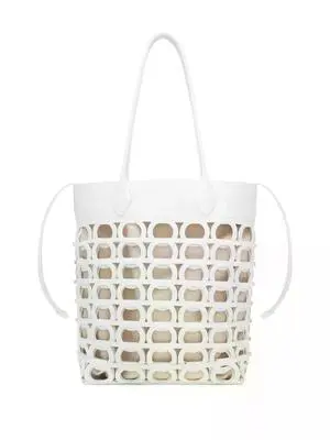 FERRAGAMO Medium Gancini Cut-out Tote Bag - White