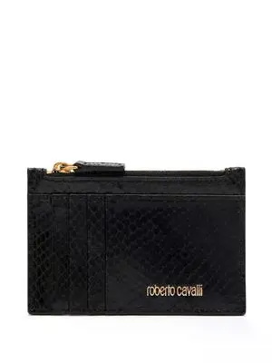 Roberto Cavalli Leather Card Holder - Black