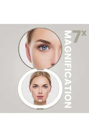 LUNA LONDON Compact Mirror | 7x Magnified Rechargeable Led Makeup Mirror - Soft Stone