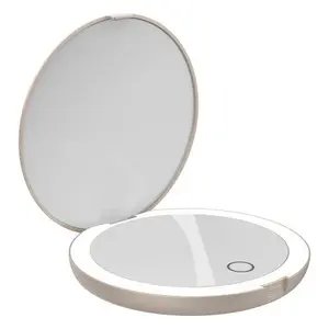 LUNA LONDON Compact Mirror | 7x Magnified Rechargeable Led Makeup Mirror - Soft Stone