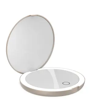 LUNA LONDON Compact Mirror | 7x Magnified Rechargeable Led Makeup Mirror - Soft Stone