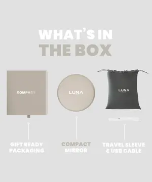 LUNA LONDON Compact Mirror | 7x Magnified Rechargeable Led Makeup Mirror - Soft Stone