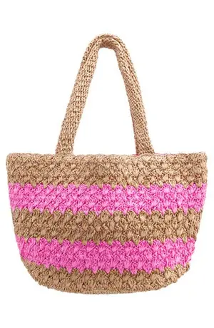 Nina Adah Faux Raffia Tote - Natural-pink