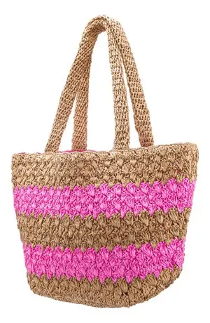 Nina Adah Faux Raffia Tote - Natural-pink