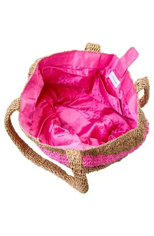 Nina Adah Faux Raffia Tote - Natural-pink