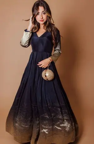 RAAS Dazzle Ombre Long Sleeve Gown