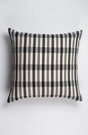 ARCHIVE NEW YORK Cecilia And Ivory Plaid Square Handwoven Cotton Throw Pillow - Black
