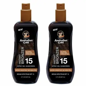 AUSTRALIAN GOLD Spf 15 Spray Gel Sunscreen With Instant Bronzer 2x8oz - None
