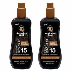 AUSTRALIAN GOLD Spf 15 Spray Gel Sunscreen With Instant Bronzer 2x8oz