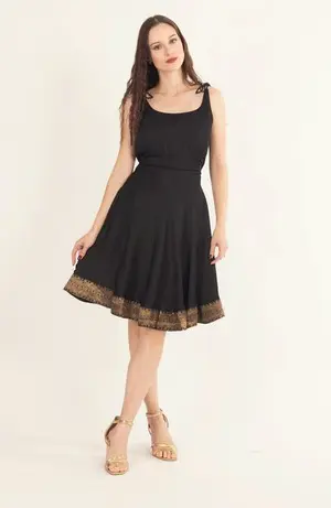 RAAS Zila Mini Fit & Flare Dress With Bow Tie - Black