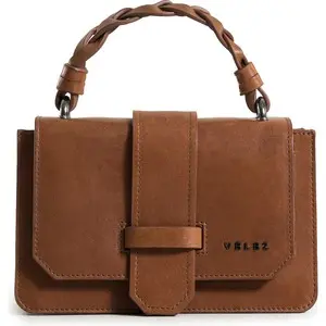 VELEZ Mini Bowling Bag In Leather With Braided Handle - Honey