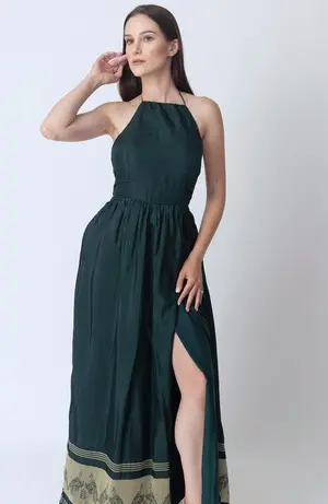 RAAS Ceres Halter Maxi Dress With Slit