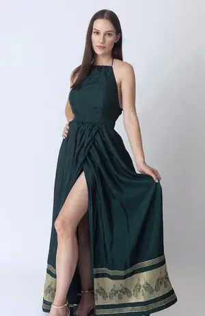 RAAS Ceres Halter Maxi Dress With Slit