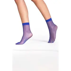 LECHERY® 2-pack Lustrous Silky Sheer Crew Socks - Blue