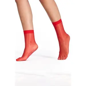 LECHERY® 2-pack Lustrous Silky Sheer Crew Socks - Red