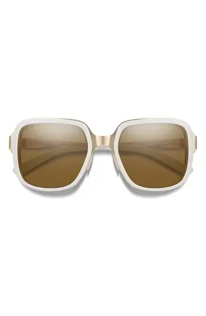 SMITH Aveline 55mm Chromapop™ Polarized Square Sunglasses - White Gold / Polarized Brown