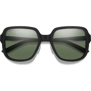 SMITH Aveline Square Sunglasses - Matte Black / Gray Green