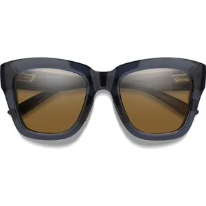 SMITH Sway Polarized Square Sunglasses - French Navy Crystal / Brown