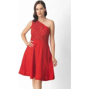 RAAS Aerin Raw Silk One-shoulder Dress