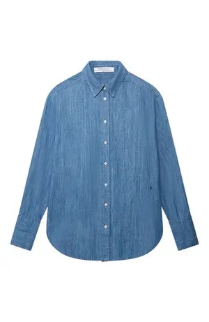 Another Tomorrow Chambray Button-down Shirt - Medium Blue
