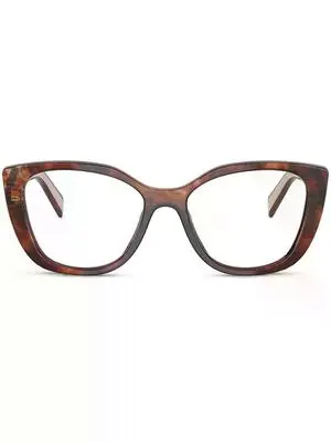 Prada Geometric Frame Glasses - Brown