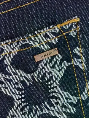 Amiri Monogram-print Denim Skirt