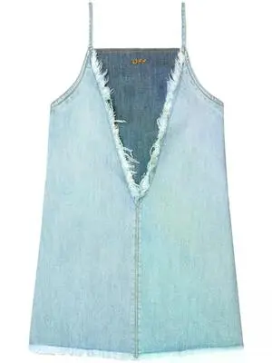 Off-White Frayed Denim Mini Dress