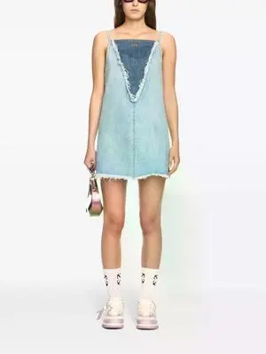Off-White Frayed Denim Mini Dress