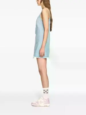 Off-White Frayed Denim Mini Dress