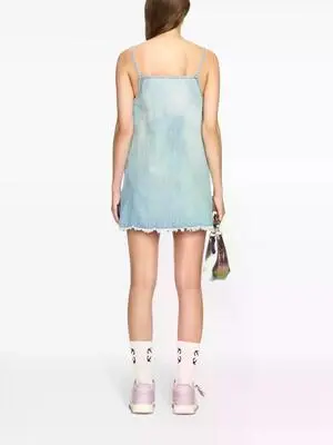 Off-White Frayed Denim Mini Dress