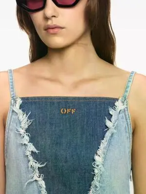 Off-White Frayed Denim Mini Dress
