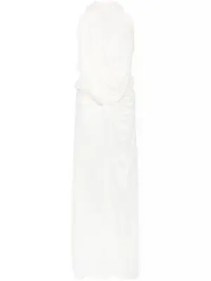 White Draped Maxi Dresses