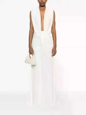 Christopher Esber Ripple Draped Maxi Dress - White