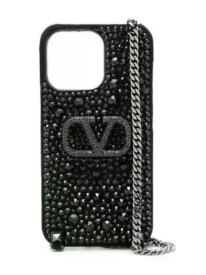 Valentino Garavani Signature V-plaque Iphone Case - Black